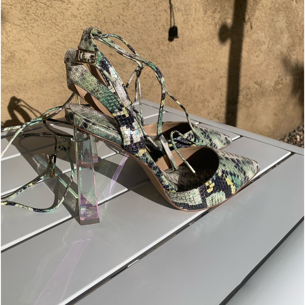 Aldo Iridescent Transparent Plastic Heel Sandals Size… - Gem
